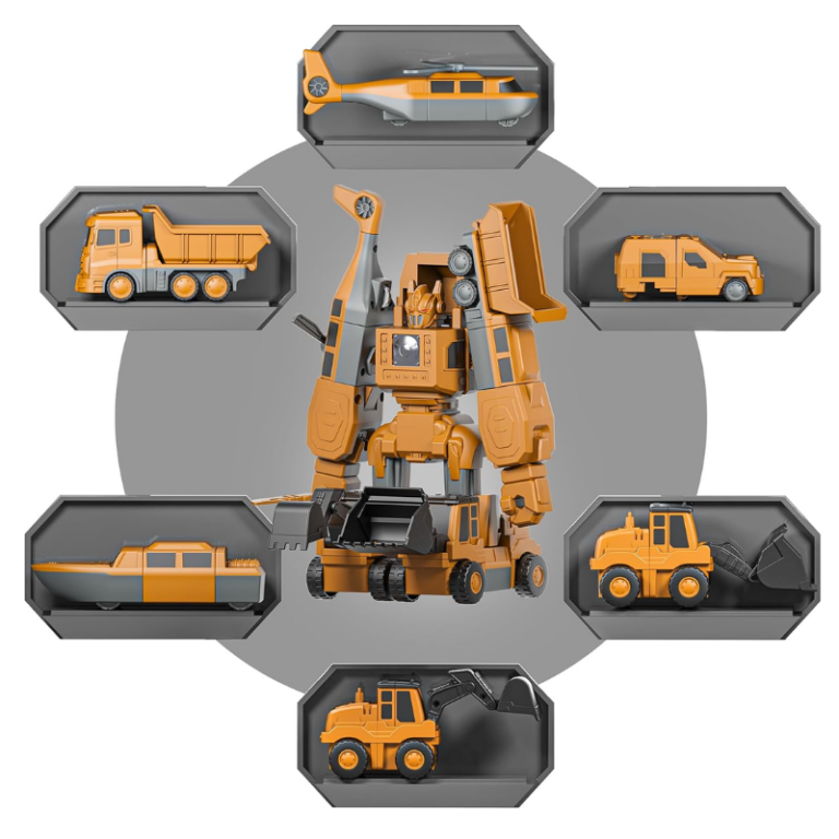 Transforming Robot Toys Set for Boys, 6 in 1 Magnetic Construction ...