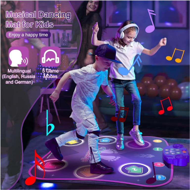 Dance Mat Toys for 3-12 Year Old Kids, Electronic Dance Pad with Light-up 6-Button Wireless ...